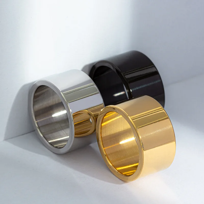 High-Quality-Brushed-Ring-For-Men-Stainless-Steel-12mm-Wide-Bulky-Punk ...