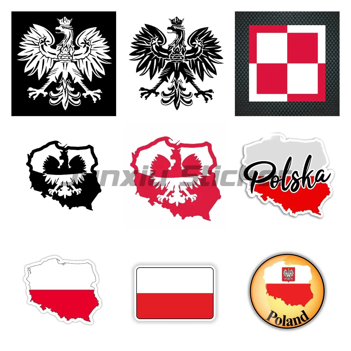 Polish Eagle Poland Symbol Polish Flag Map Crest Vinyl Stickers Car ...