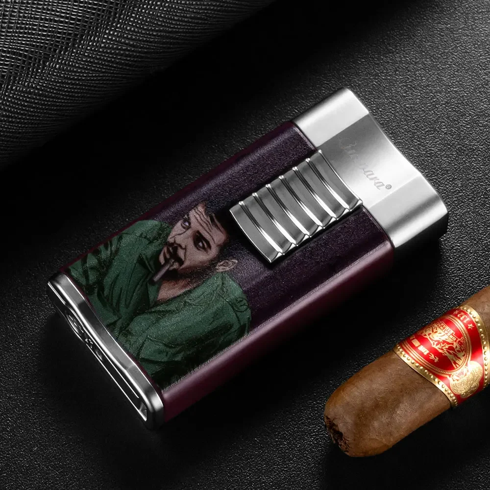 Portable Windproof Cigar Lighter Cigar Holder Cigar Drill With Gift Box ...