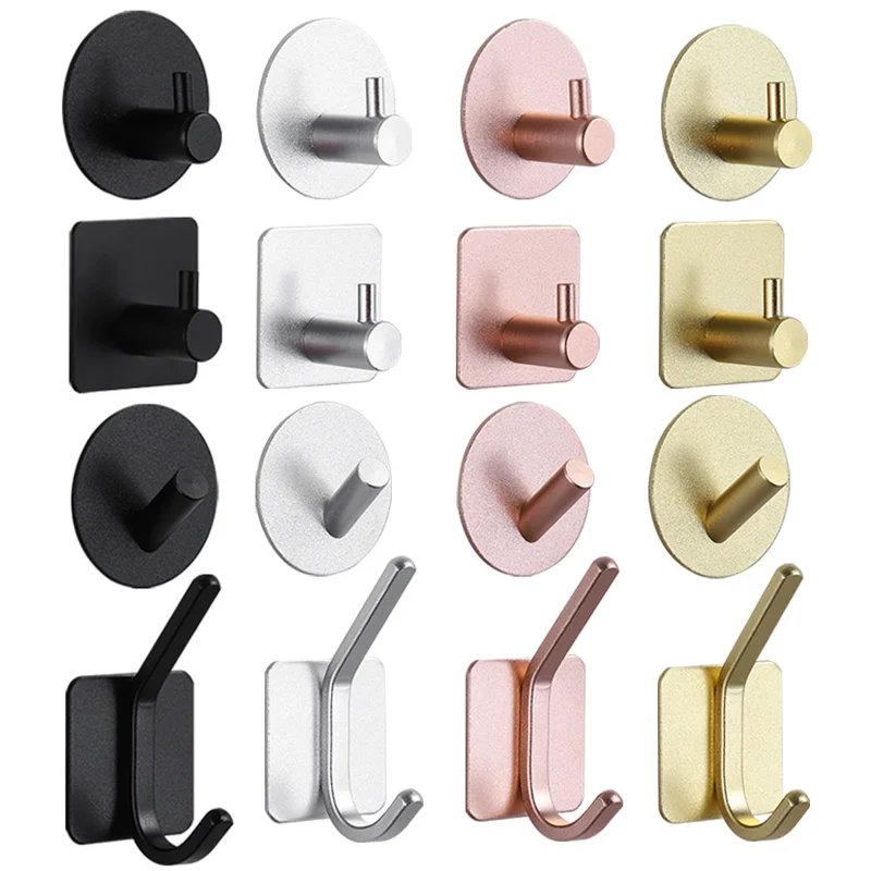 Self-adhesive Bathroom Hook Key Bag Shower Door Robe Towel Adhesive ...