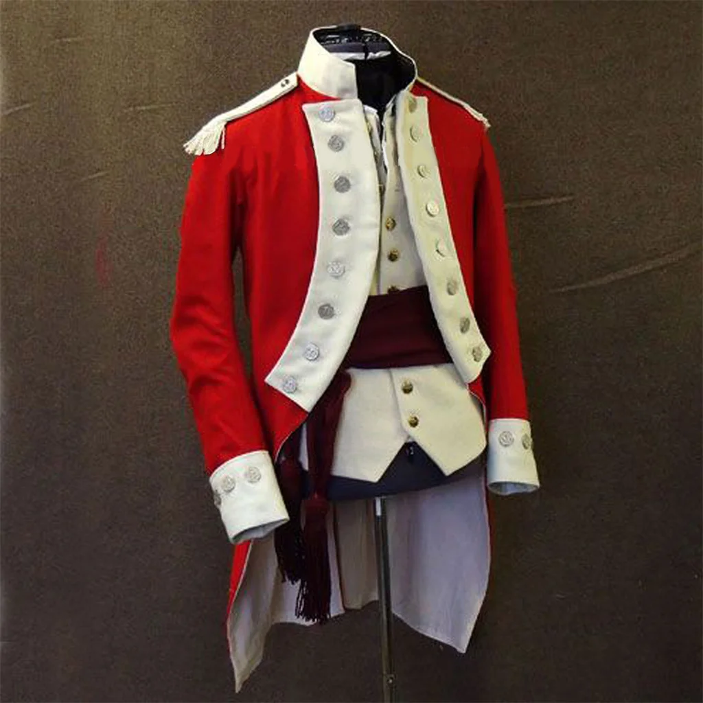 Adult-Men-Napoleonic-Military-Officer-Cosplay-Costume-Red-Uniform-Army ...