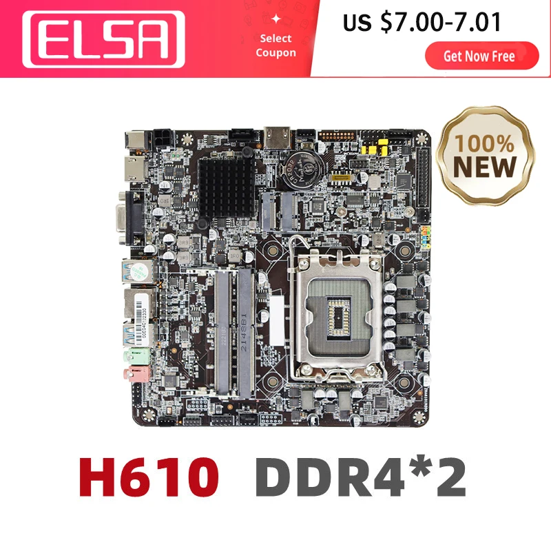 ELSA H610 Mini ITX Motherboard LGA 1700 Dual Channel DDR4 Support Core i3/i5/i7 Pentium Celeron ...