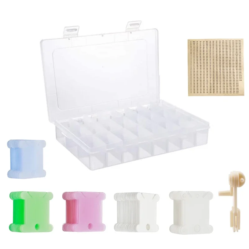 Multiple-Colors-Plastic-Bobbins-and-Bobbin-Winder-Set-Spool-Thread-Card ...