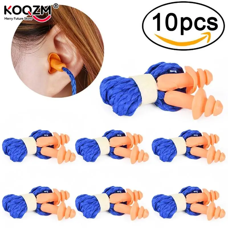 Ear-care-10Pcs-Soft-Silicone-Corded-Ear-Plugs-ears-Protector-Reusable ...