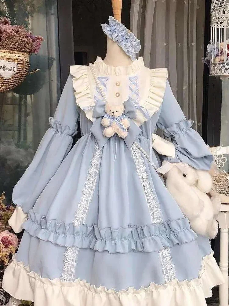 Blue-White-Fashion-Lolita-Costumes-Sweetheart-Cute-Dress-Romantic ...