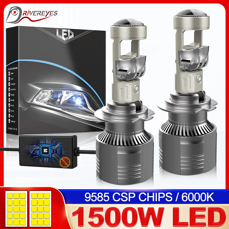 H7 led Drivereyes H4 BI LED Projector Len 1500W 9585 CSP Canbus ...