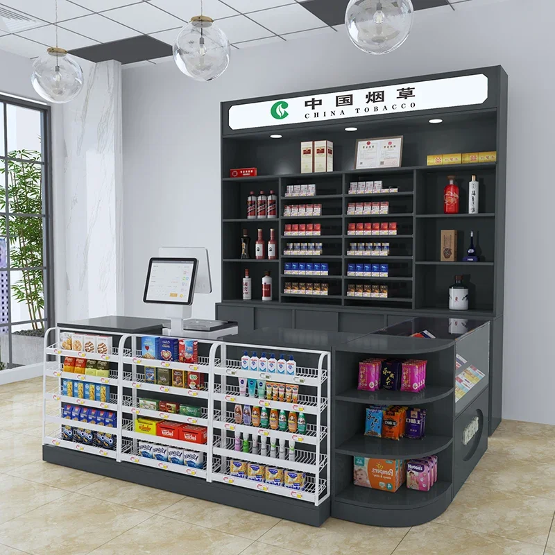 Supermarket checkout page Tobacco and wine cabinet combination store ...