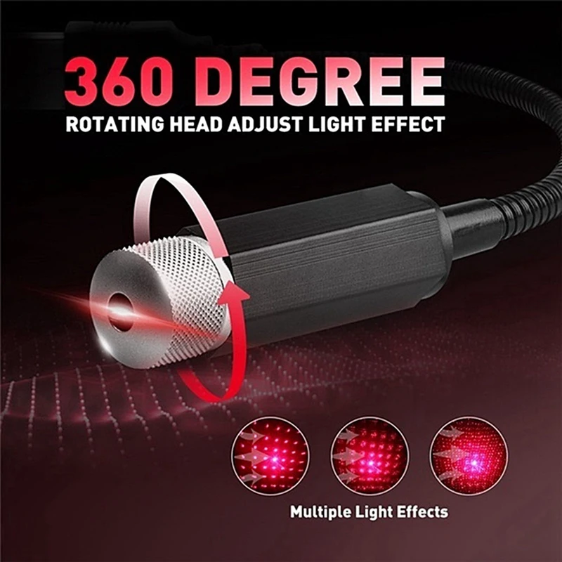 2x Car Led Starry Sky Lights Car Interior Atmosphere Ceiling Night Star ...