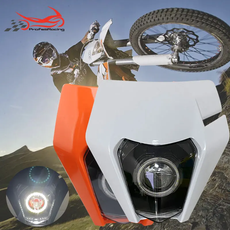 Motorcycle LED Headlight High/Low Beam With Angel Eyes DRL Headlamp ...