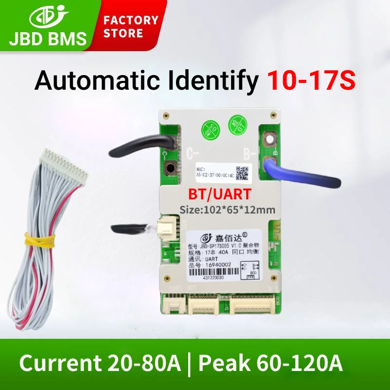 Jbd Smart Bms Lifepo4 12s 36v 16s 48v 20a 40a 50a 60a 80a Li-ion Bms ...