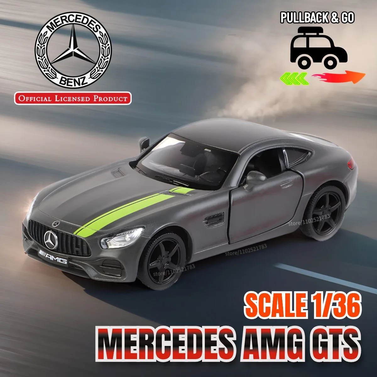 Mercedes-AMG-Pullback-Car-Model-Toy-Replica-GTS-Escala-1-36-Diecast ...