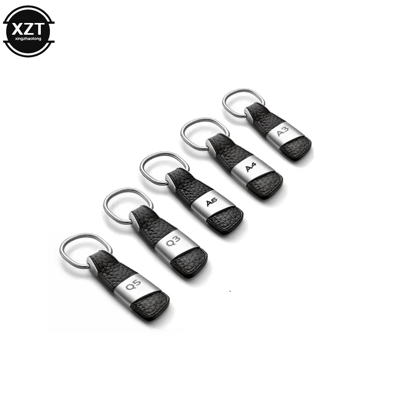 NEW-Metal-Leather-Car-Emblem-Keychain-Auto-Key-Rings-For-Audi-A6-C5-C6 ...