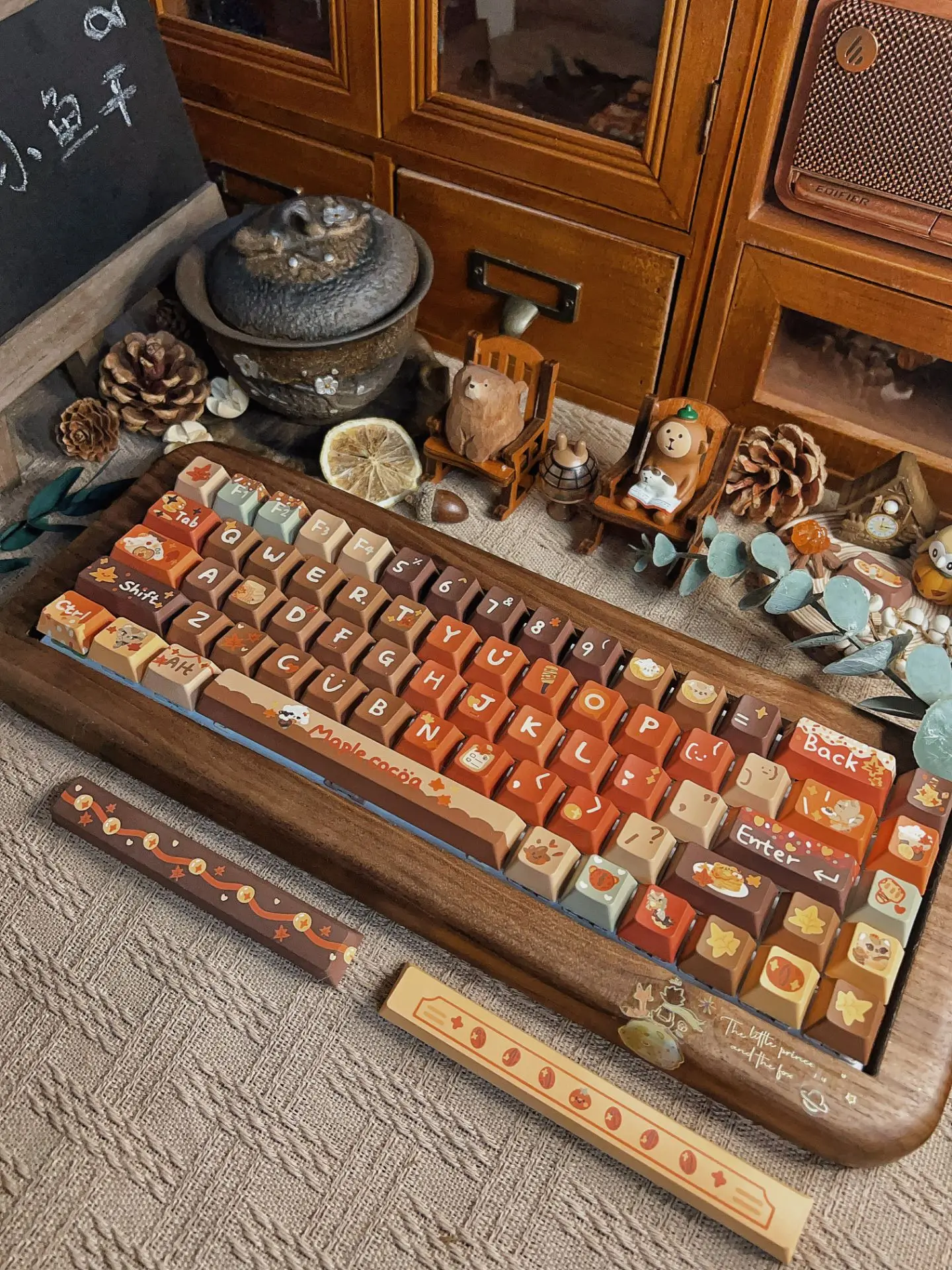 Maple-Cocoa-Keycap-para-Meninas-Cereja-Altura-Cinco-Lados-Sublima-o ...