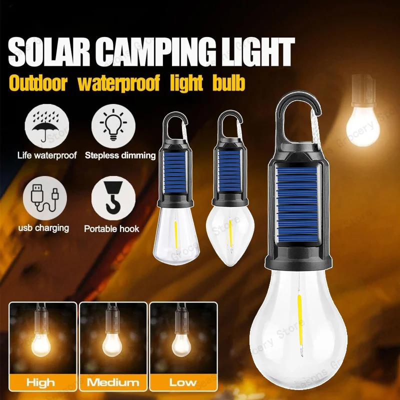 Portable Solar LED Lantern with 3 Light Modes USB Rechargeable Outdoor ...