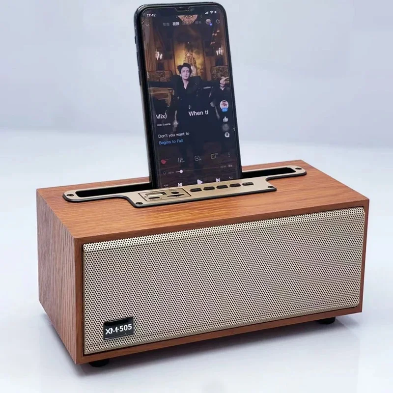 Multifunctional-Wooden-Bluetooth-Speaker-TWS-Wireless-Subwoofer-Remote ...