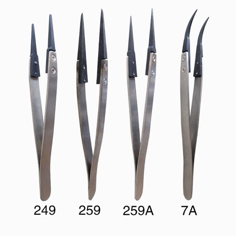 1pcs High Quality ESD Anti Static Tweezers With Replaceable Tips Full Stainless Steel Body ...