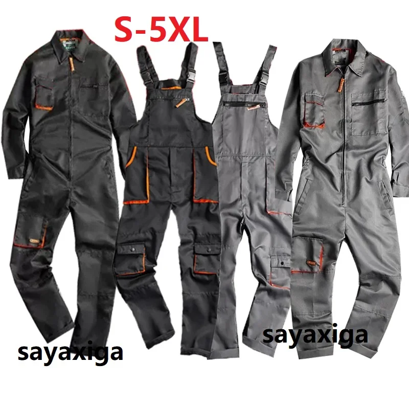 Men-Long-Sleeve-Cargo-Overalls-Bib-Pants-Zipper-Pockets-Rompers ...