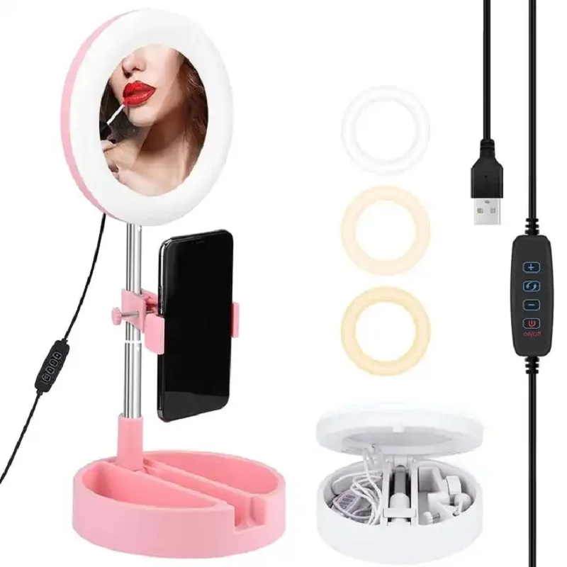 Portable-foldable-Desk-Dimmable-LED-Selfie-Ring-Fill-Light-Phone-Led ...