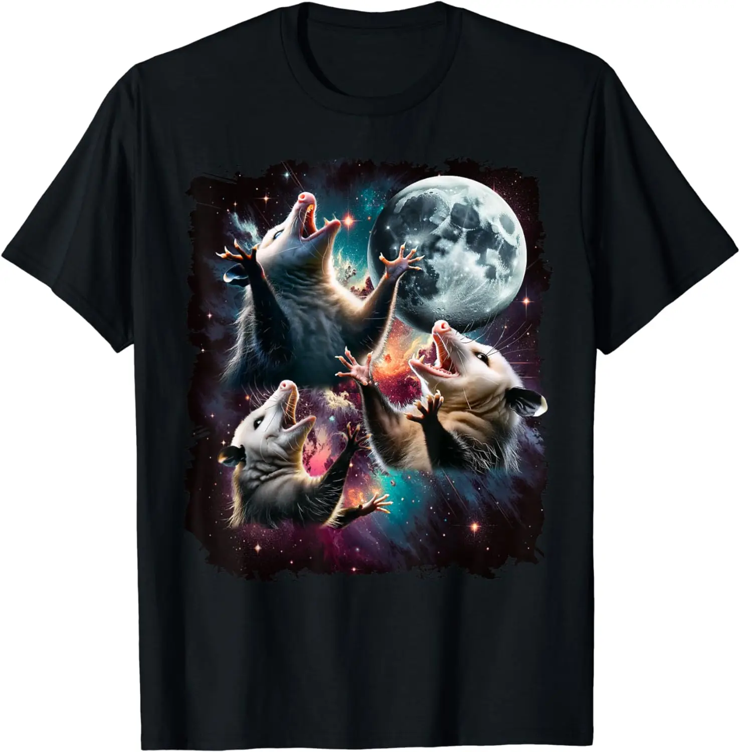 Three Opossum Moon | 3 Possum Moon Funny Weird Cursed Meme T-Shirt ...