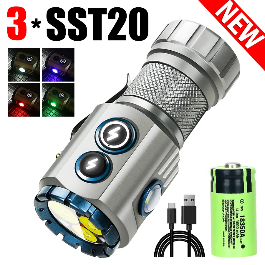 Mini-Flashlight-with-RGB-Side-Lamp-Portable-EDC-LED-Torch-Ultra-bright ...