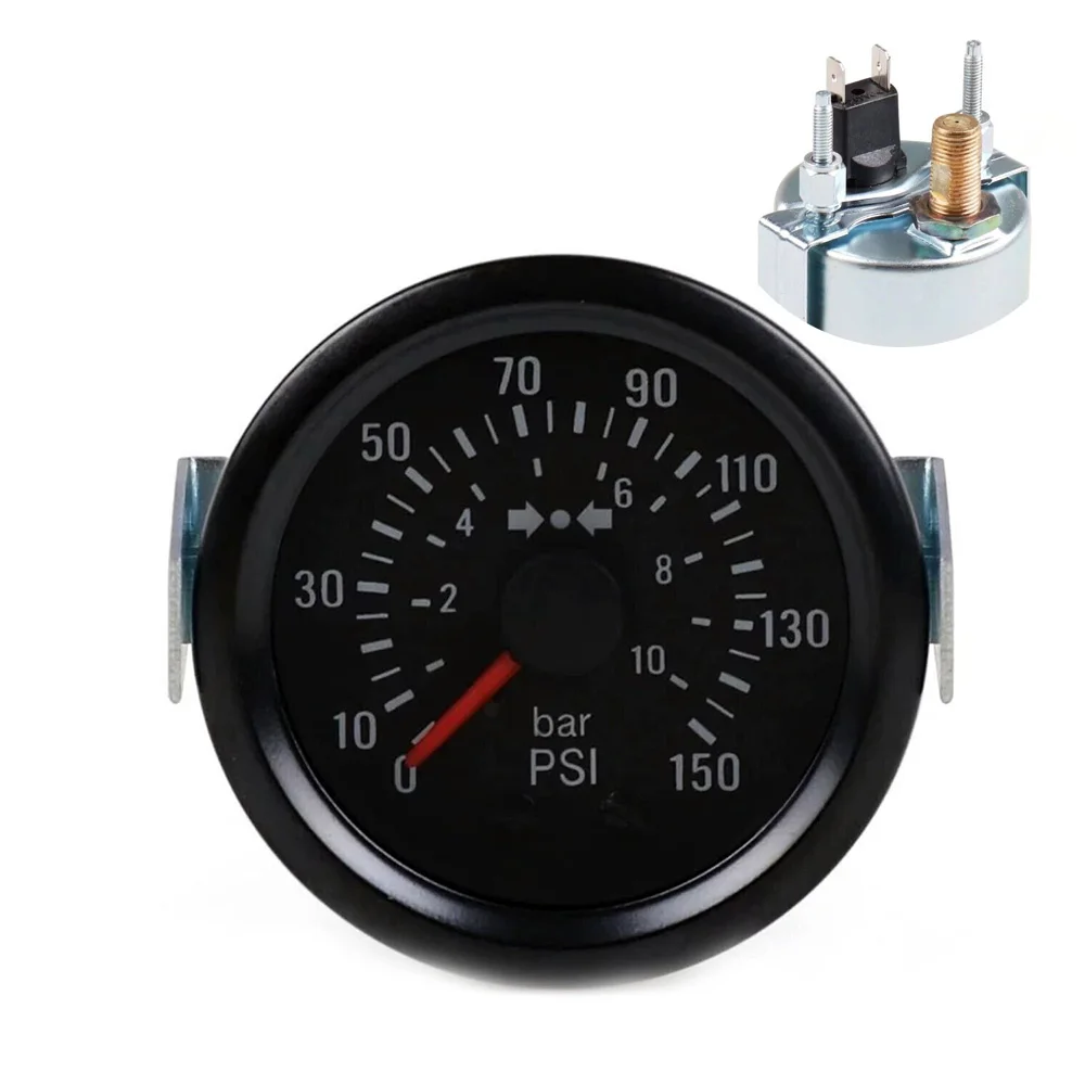 2-52mm-12V-Mechanical-Barometer-0-10-Bar-0-150PSI-Air-Pressure-Press ...