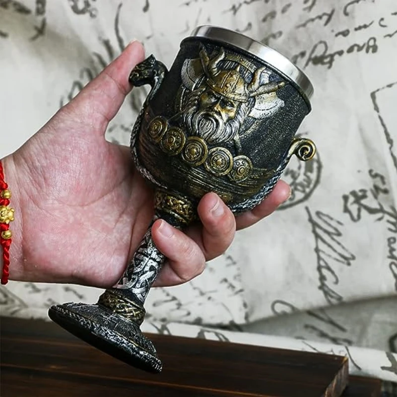 Medieval-Viking-Odin-Wine-Goblet-Norse-Viking-Warrior-Dragon-Ship-Metal ...