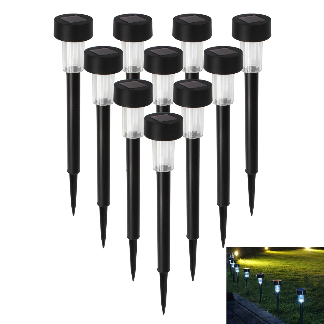 10pcs LED Outdoor Garden Lights White Light Solar Powered Spotlight ...