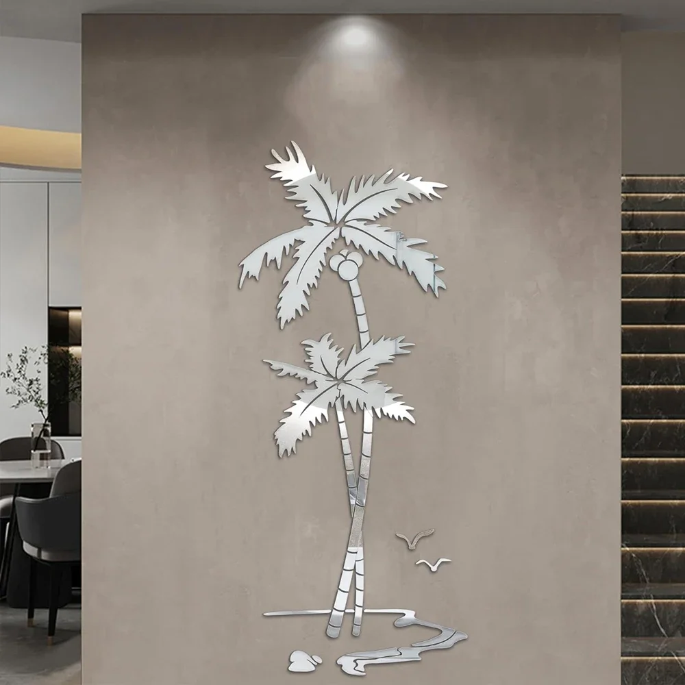 Coconut-Tree-Acrylic-Mirror-Wall-Sticker-DIY-TV-Wall-Background-Living ...