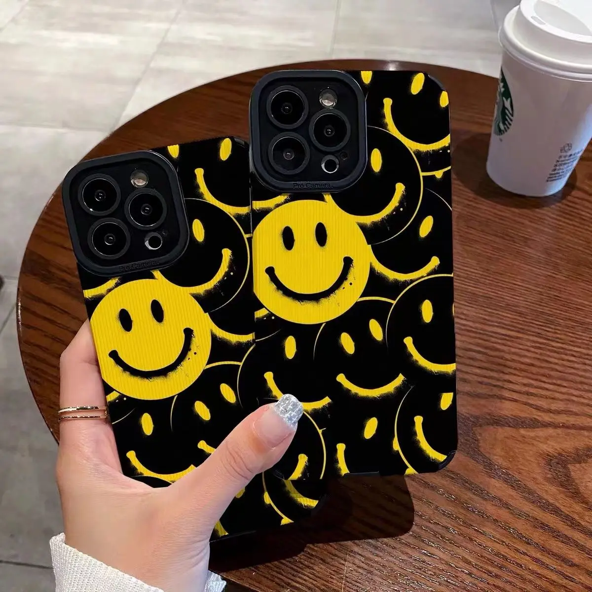 Funda-de-tel-fono-con-cara-sonriente-oscura-carcasa-trasera-suave-a ...