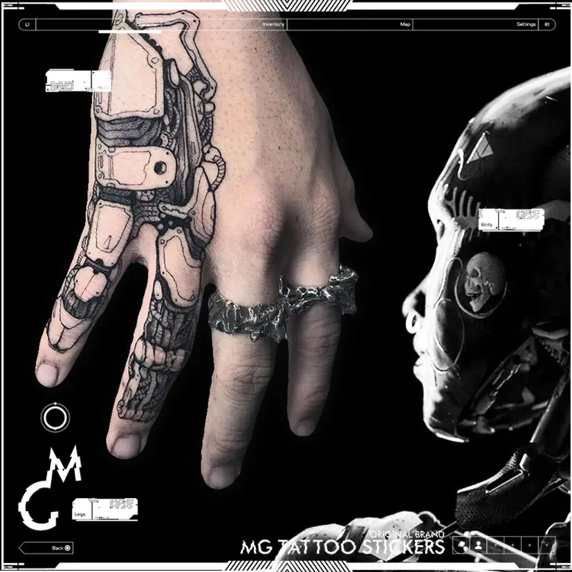 Cyberpunk hand tattoo | Orangetattooshop.com