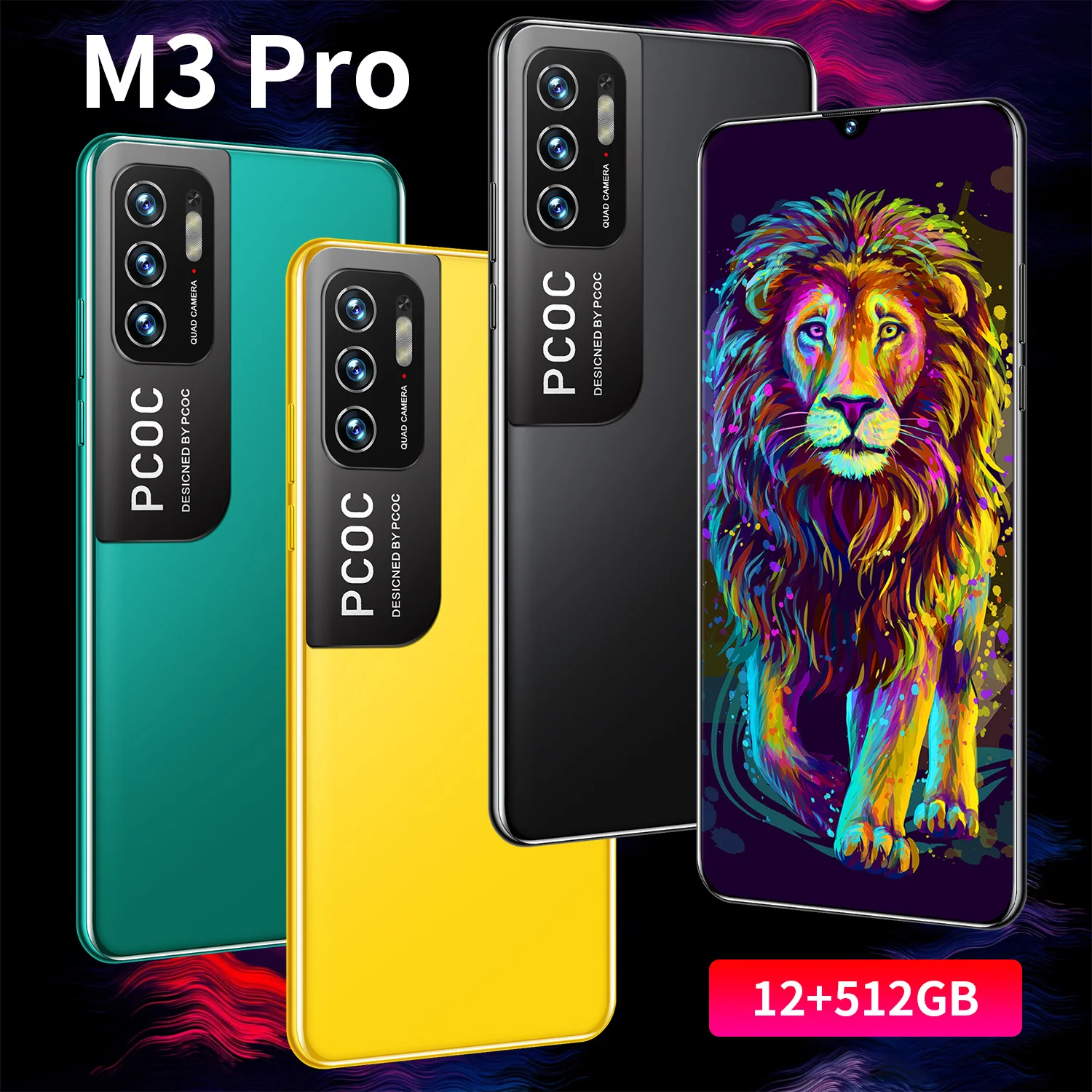 Smartphone M3 Pro 12, téléphone mobile 5G, 512 go, 16mp + 32mp, 6800mAh ...