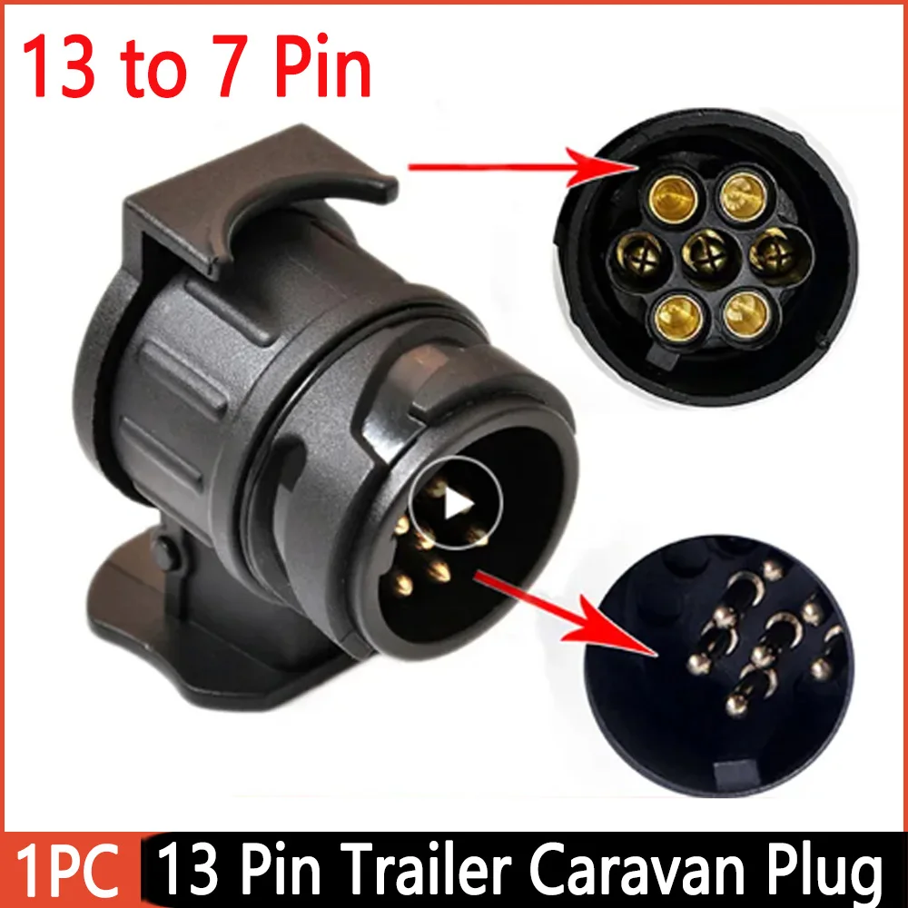 Converter 13 Pin Trailer Caravan Plug Adapter To 7 Pin Towbar Socket ...