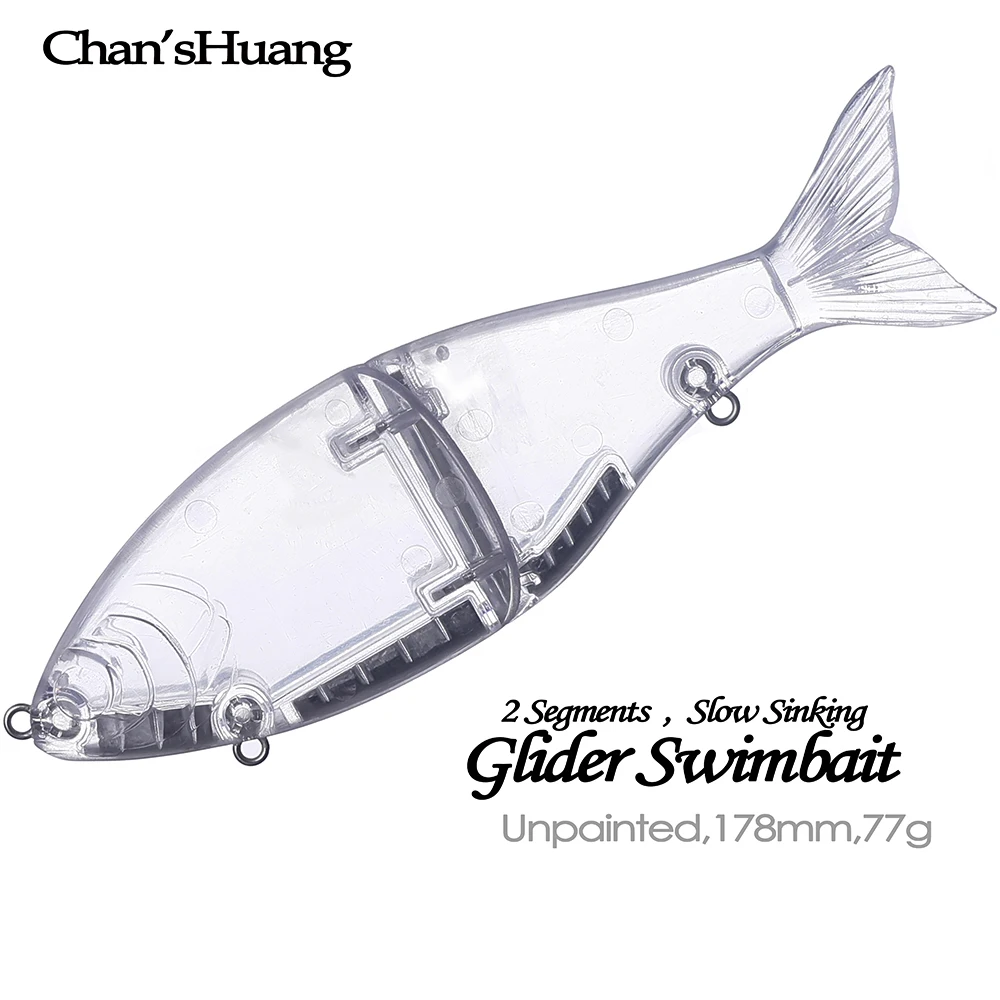 Chan’sHuang 5PCS Unpainted Blanks Bait 2 Segments Glide Swimbait 178mm ...