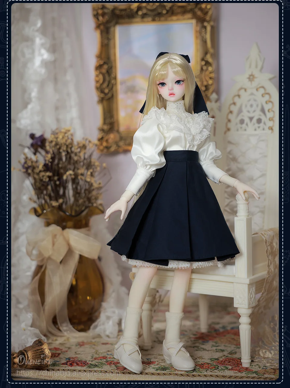BJD Doll 1/4 Yue 41cm With Luts Girl Body Fullset Of Delicate Pearl Lace Blouse And Dress Style ...