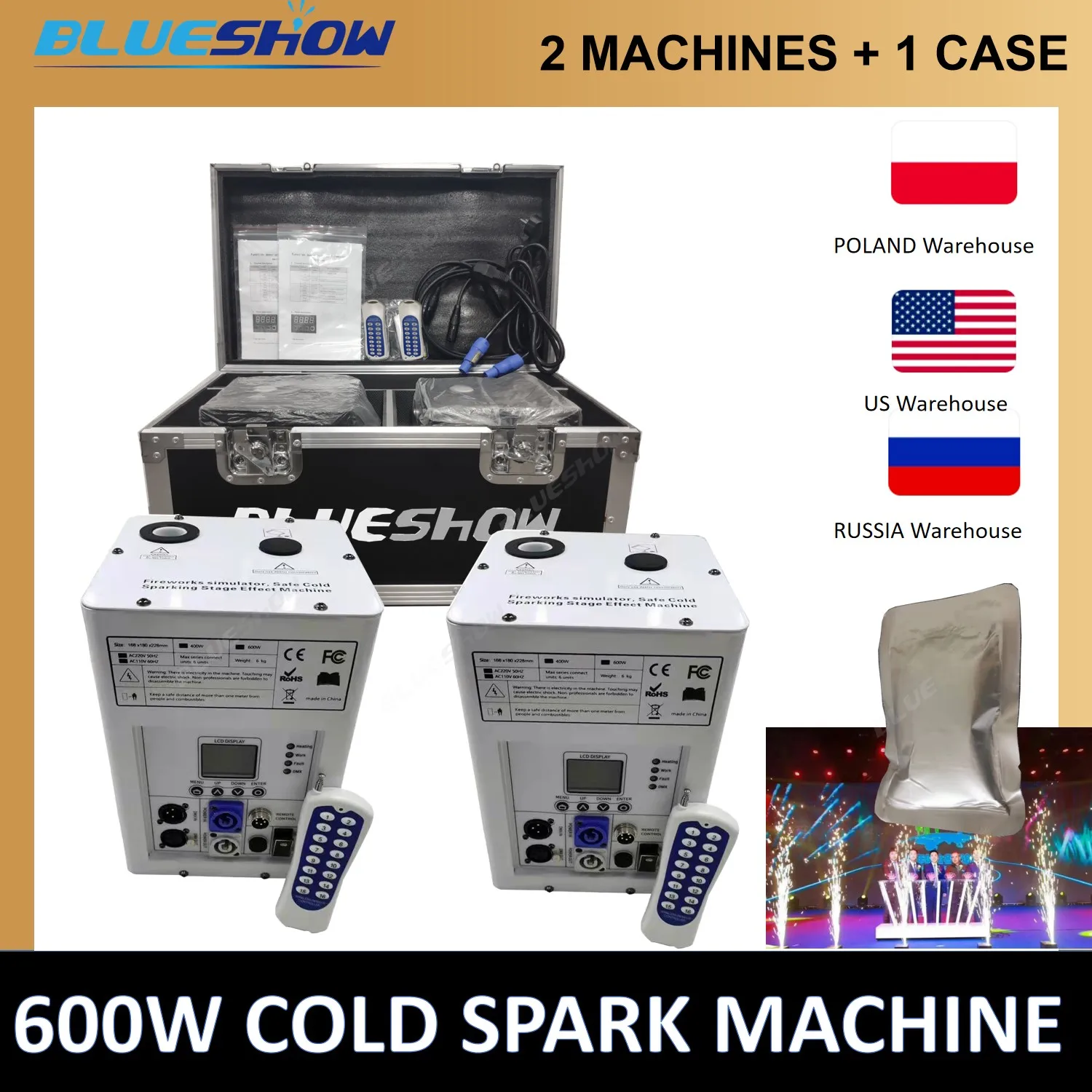 2pcs-600w-Cold-Sparkle-Machine-Flightcase-Firework-Machine-Remote-Cold ...