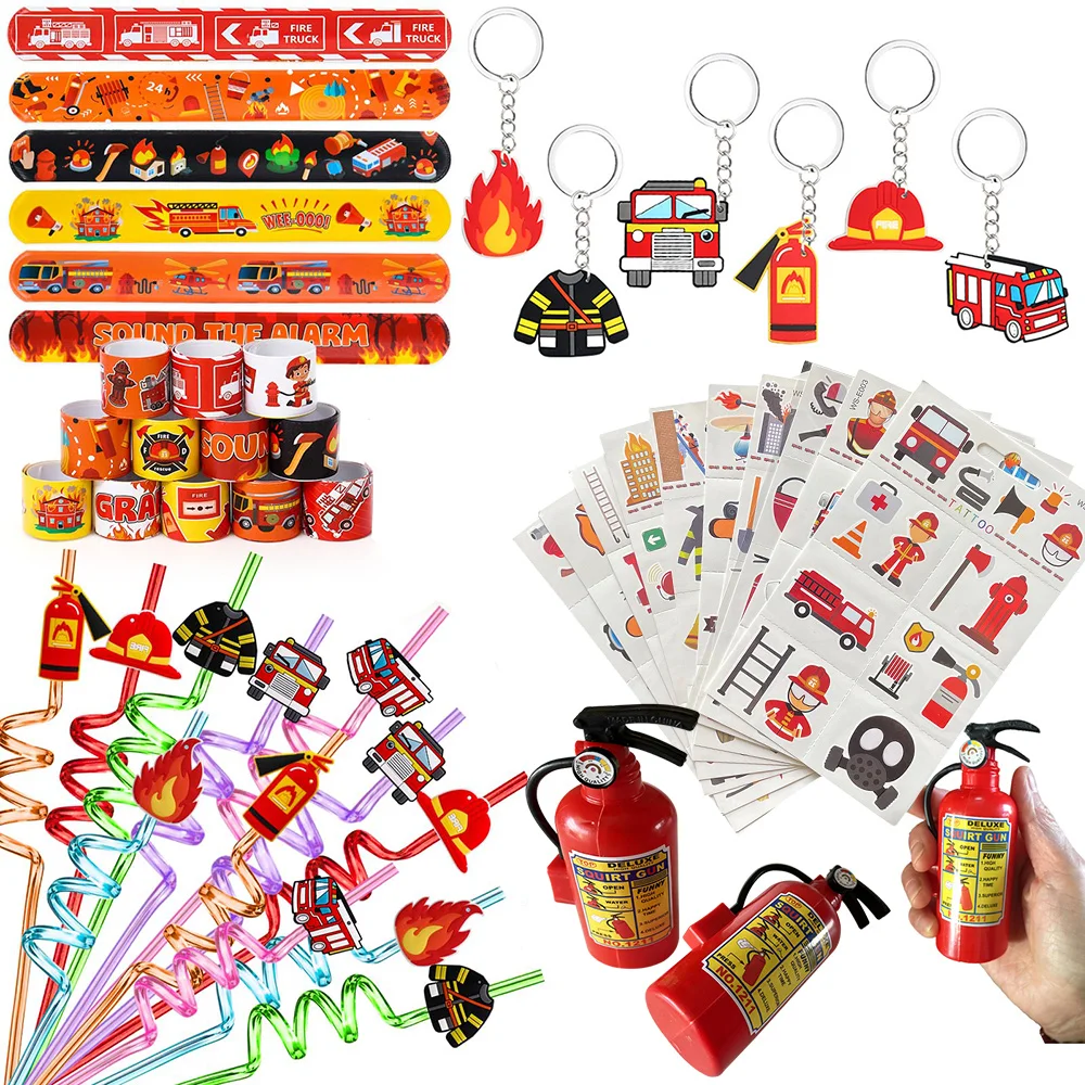 Firefighter-Party-Favors-Fire-Truck-Birthday-Supplies-Straw-Bubble-Slap ...