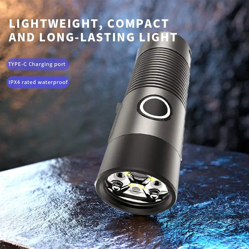 4-XPG-LED-EDC-Mini-Flashlight-With-Lampshade-Stepless-Dimming-IPX4 ...