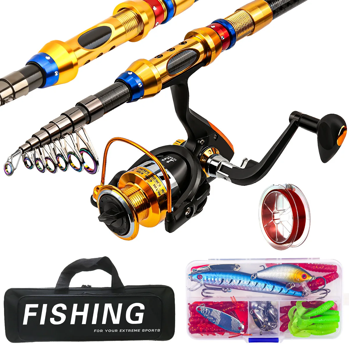 Luya Rod Carbon Fiber Fishing Rod Telescopic Fishing Rod and Reel ...