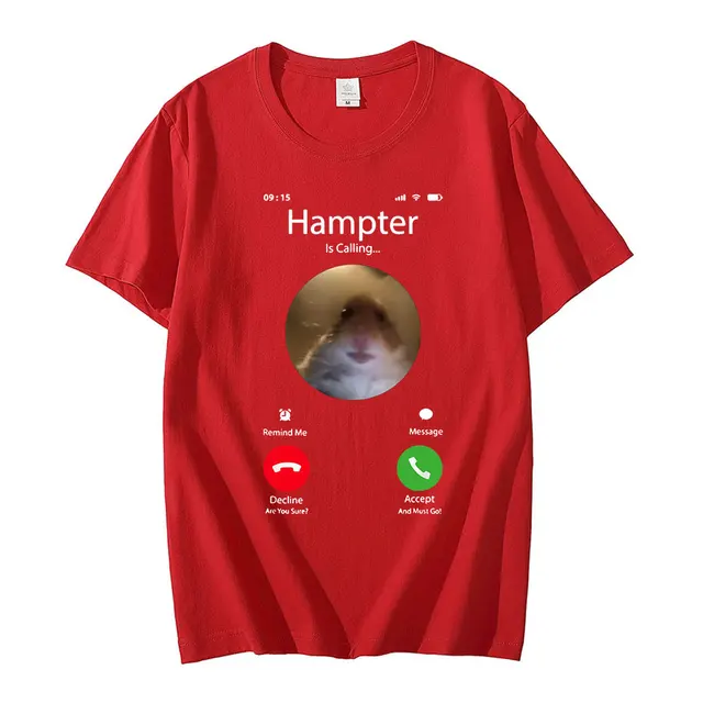 Dank Meme Hamster Staring Front Camera Hampter Calling T-shirt Fashion ...
