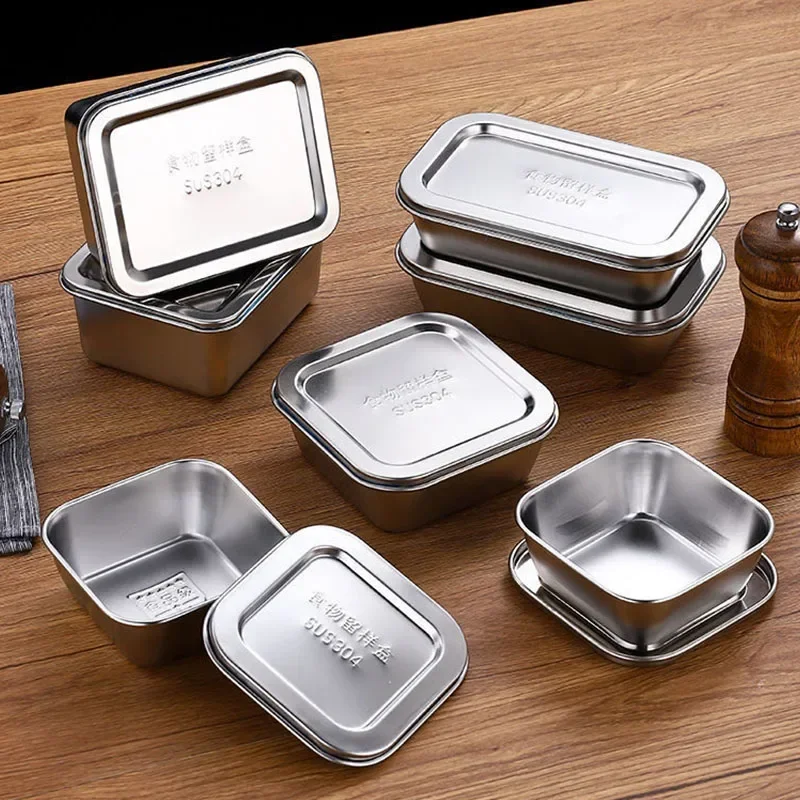 1Pc-Stainless-Steel-Storage-Serving-Tray-Rectangle-Container-With-Lid ...