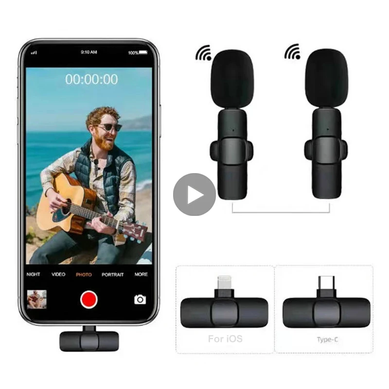Lapel Lavalier Wireless Microphone Buttonhole Mini Bluetooth Mic For ...