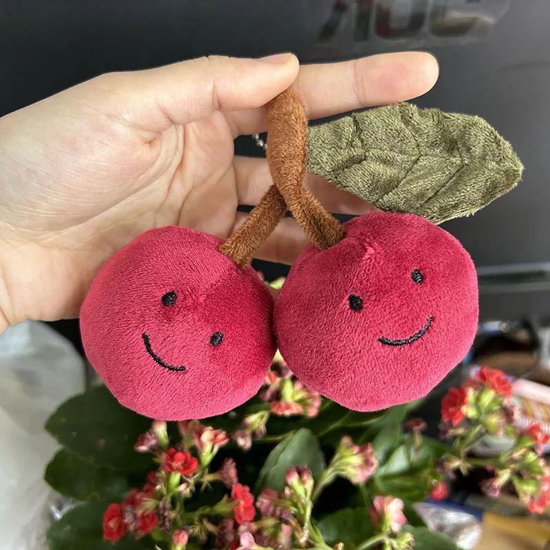 Fun And Cute Cherry Plush Keychain Couple Doll Backpack Pendant Mock ...