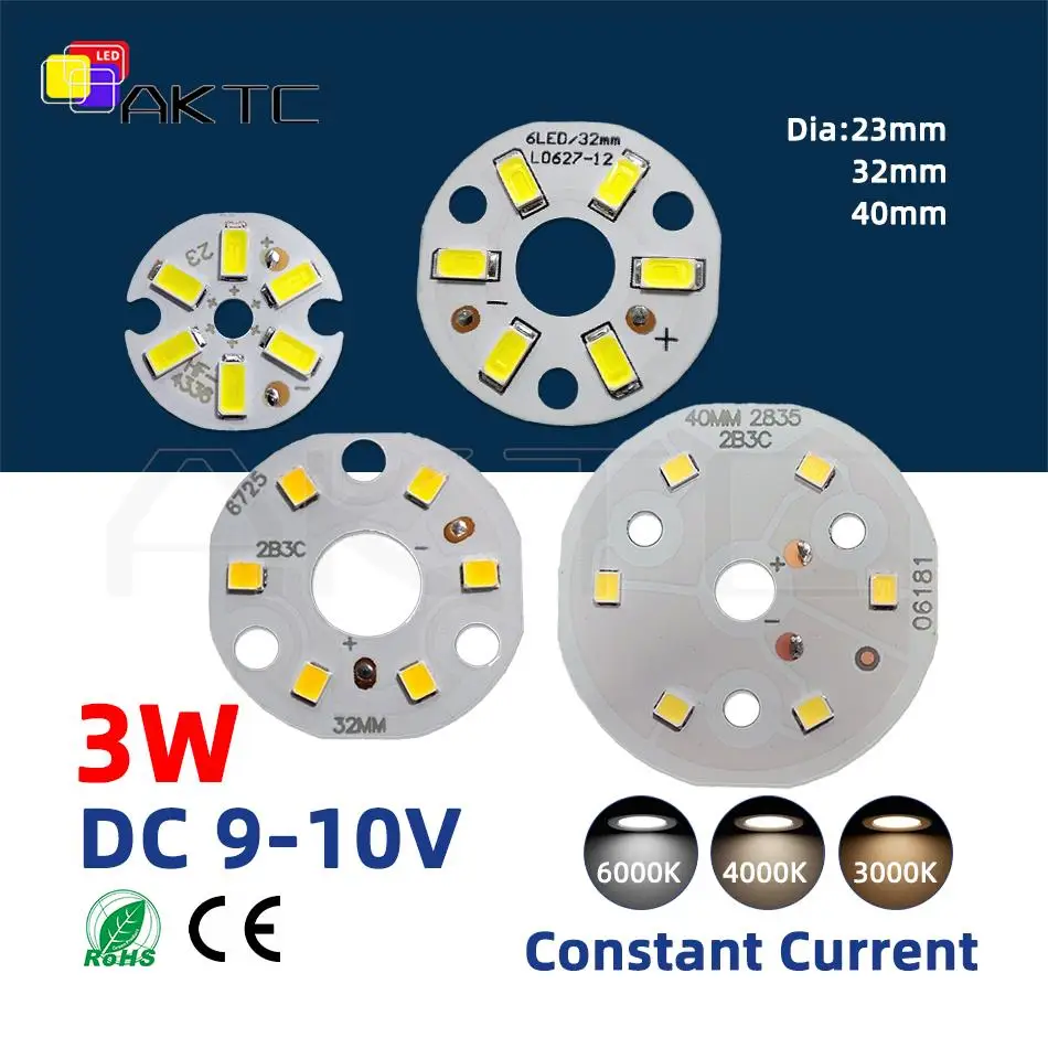 5 Pcs/lot 3W LED Round Board Constant Current 300mA 9V-10VAluminum ...