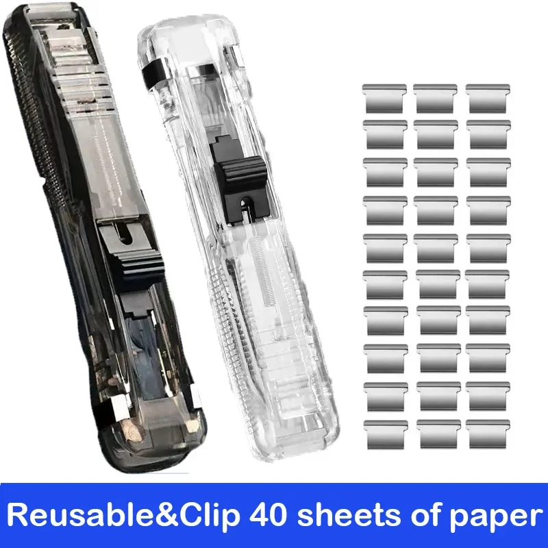 Staple-Metal-Clip-Push-Hand-Paper-Clipper-with-Refill-Fixing-Organizing ...