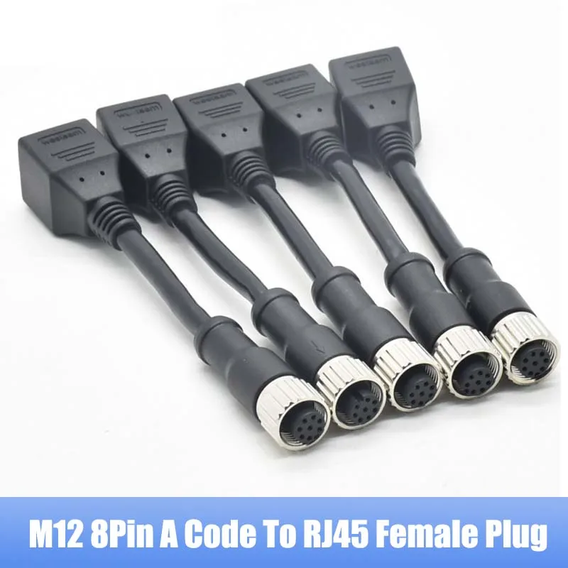 1pc M12 8pin A-coded To Rj45 Female Connector Network Communication M12 ...