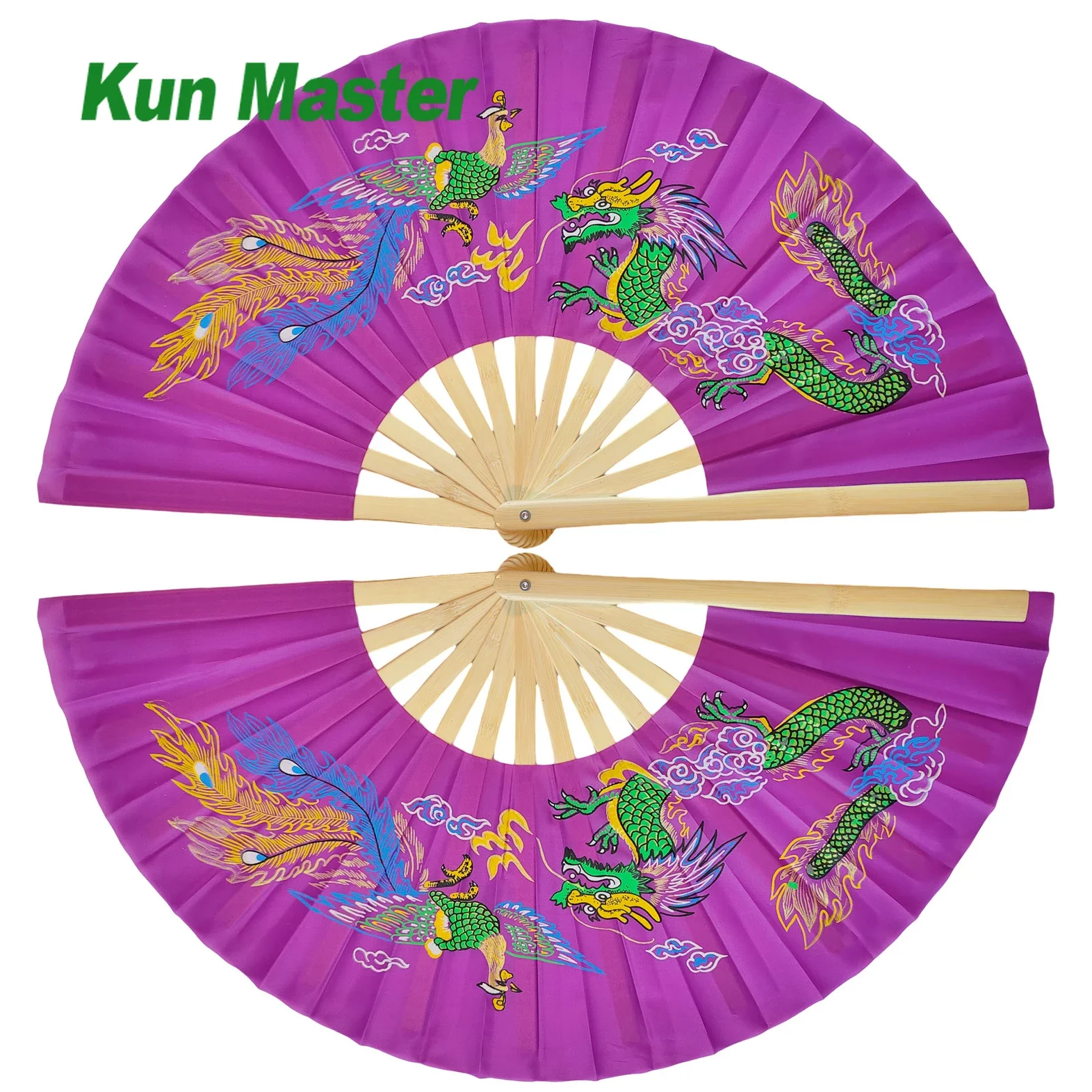 2-Pack-Folding-Hand-Fan-Chinese-Kung-Fu-Tai-Chi-Fan-Nylon-Cloth-Bamboo ...