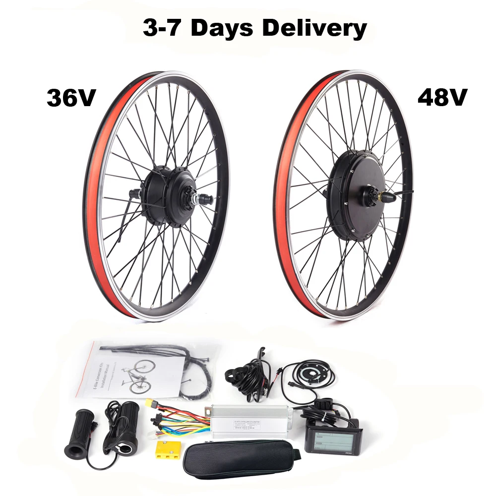 E Wheel For Bike electric Bike Conversion Kit 250w 1500w 36v 48v Brushless Hub Motor With Lithium Battery