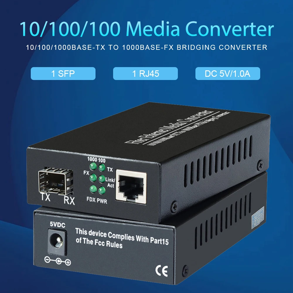 SFP-Fiber-to-RJ45-Media-Converter-SFP-10-100-1000M-Ethernet-Converter ...