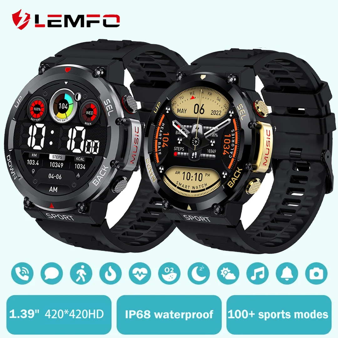 LEMFO-Smart-Watches-for-Men-1-39-420-420-HD-IP68-Waterproof-Bluetooth ...