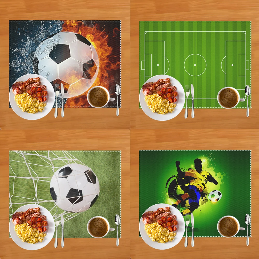 Soccer Football Field Print Placemat for Dining Table Linen Tableware ...